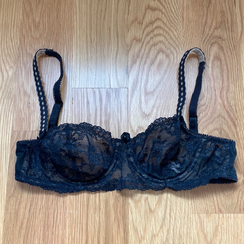 Unique Moments By Felina; Black Lace Bra - Gem